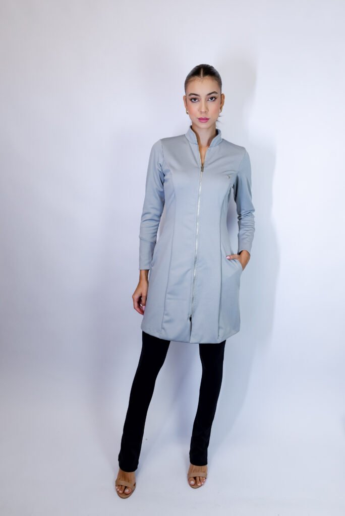 Jaleco My Coat Cinza com Zíper - Rehabita Brechó