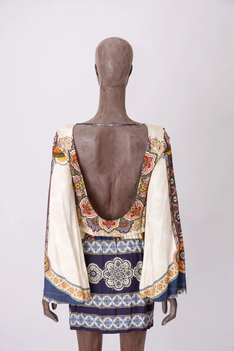 Vestido Farm Estampa Étnica Branca e Azul - Rehabita Brechó